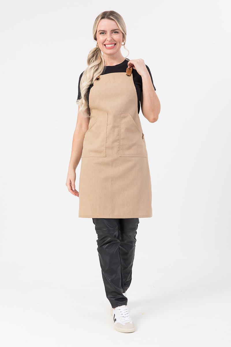 Avental Linho Areia Escura Regulável